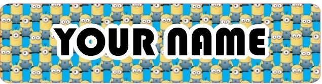 Personalised Minions Name Tag Self Adhesive Sticker for School or Party ...